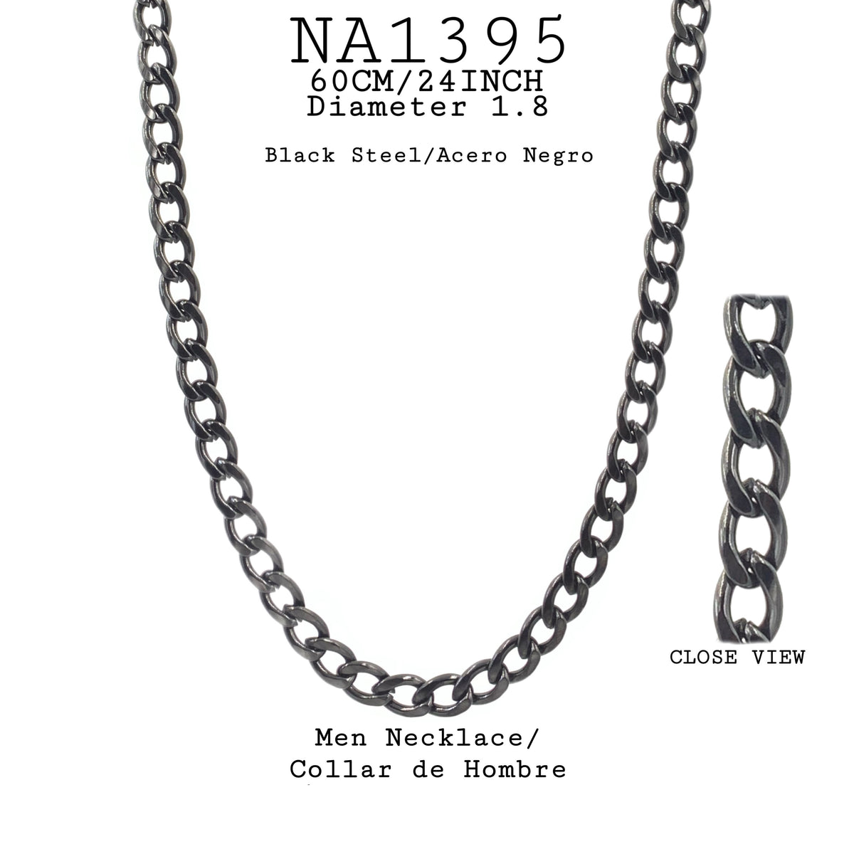 Stainless Steel Diamond Cut Curb Chain, 24" inch, Diameter 1.8 ...
